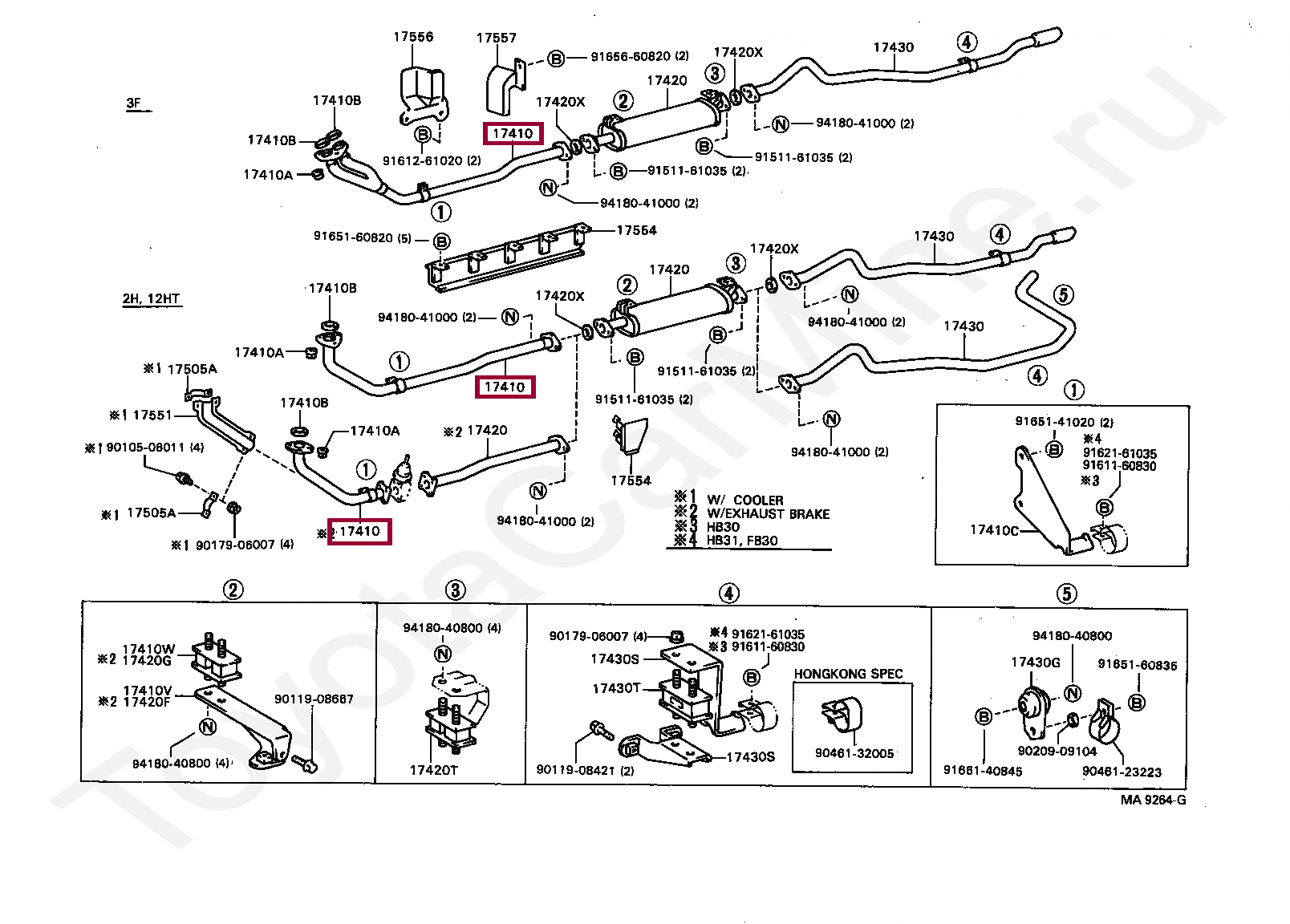 Запчасти Тойота: PIPE ASSY, EXHAUST, FRONT (9017906007)