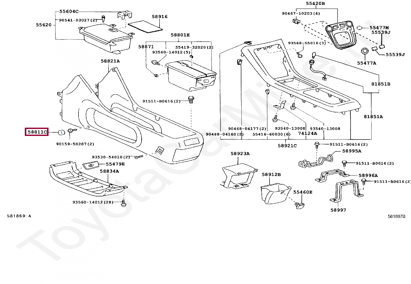 Запчасти Тойота: CAP(FOR CONSOLE) (9033910014B0)
