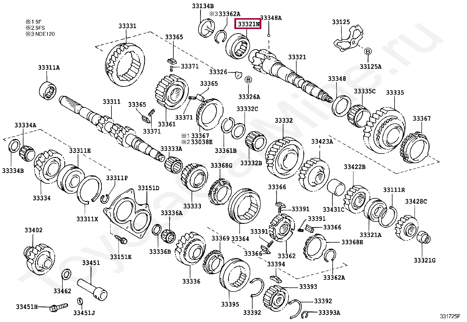 Запчасти Тойота: BEARING (FOR OUTPUT SHAFT FRONT) (9036533006)