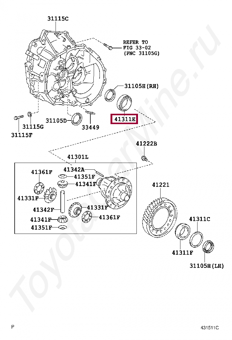 Запчасти Тойота: BEARING, TAPERED ROLLER (FOR FRONT DIFFERENTIAL CASE ...