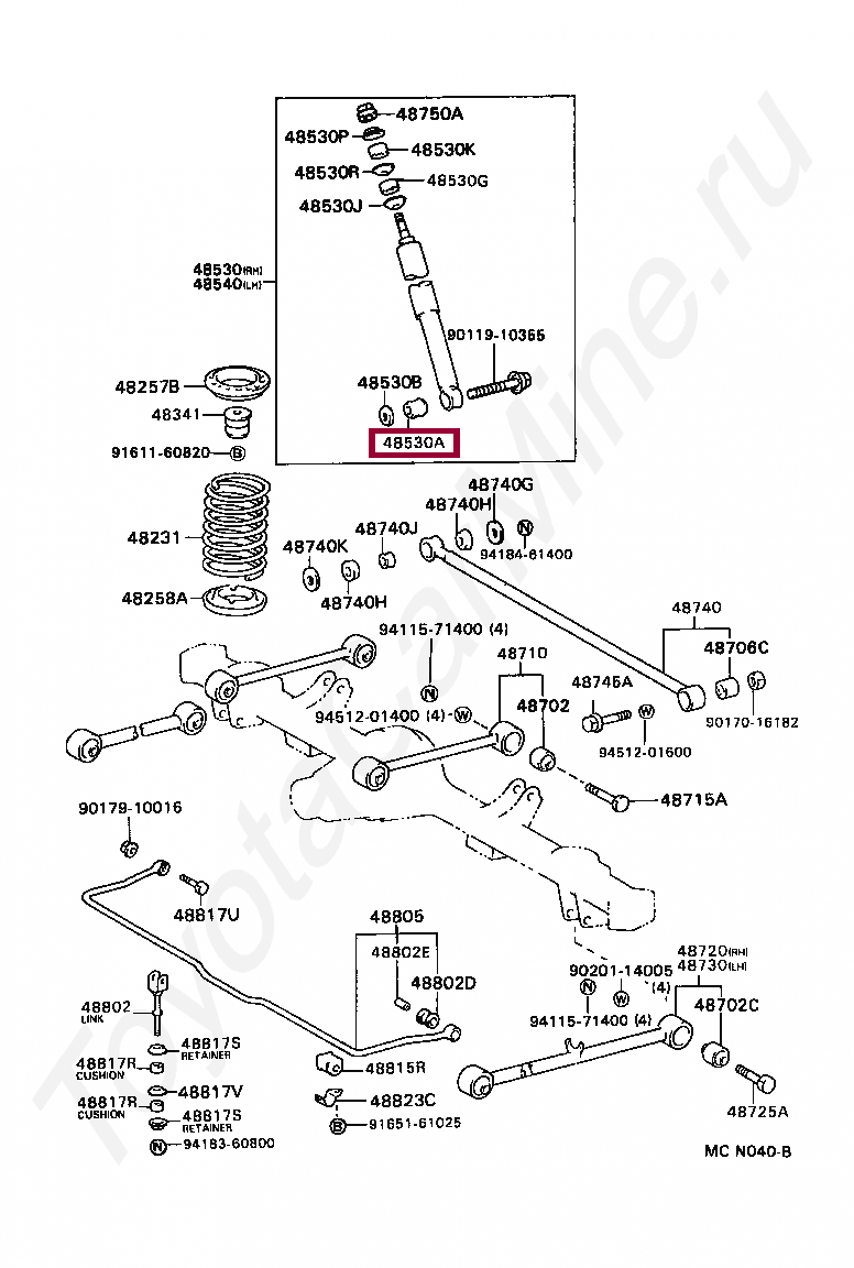 Запчасти Тойота: BUSH(FOR REAR SHOCK ABSORBER) (9038516009)