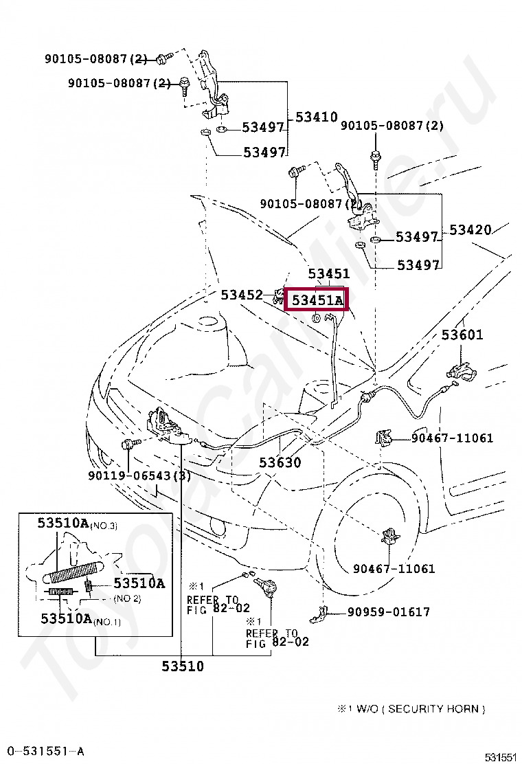 Запчасти Тойота: GROMMET(FOR HOOD SUPPORT ROD) (9048015028)