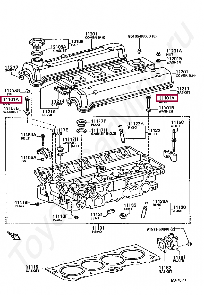 Запчасти Тойота: BOLT(FOR CYLINDER HEAD SET) (9010910059)