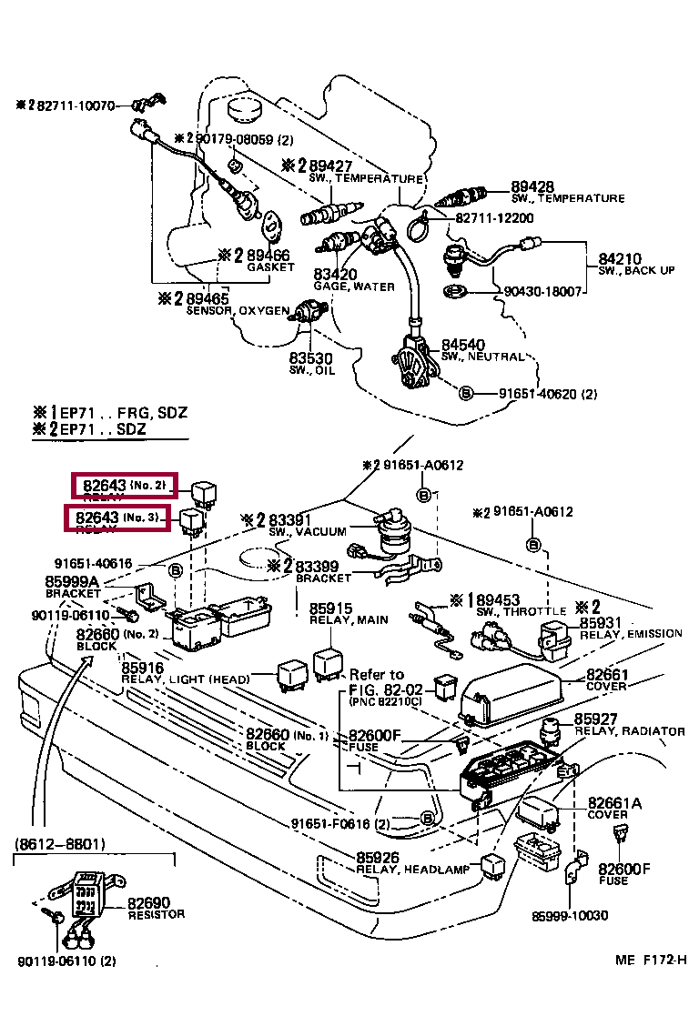 Запчасти Тойота: RELAY, DIM-DIP LAMP (9098704002)