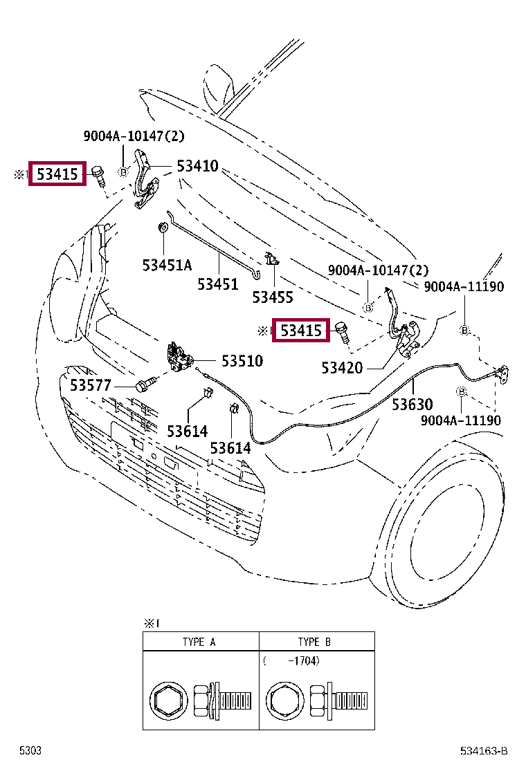 Запчасти Тойота: BOLT(FOR FRONT FENDER) (9011906044)