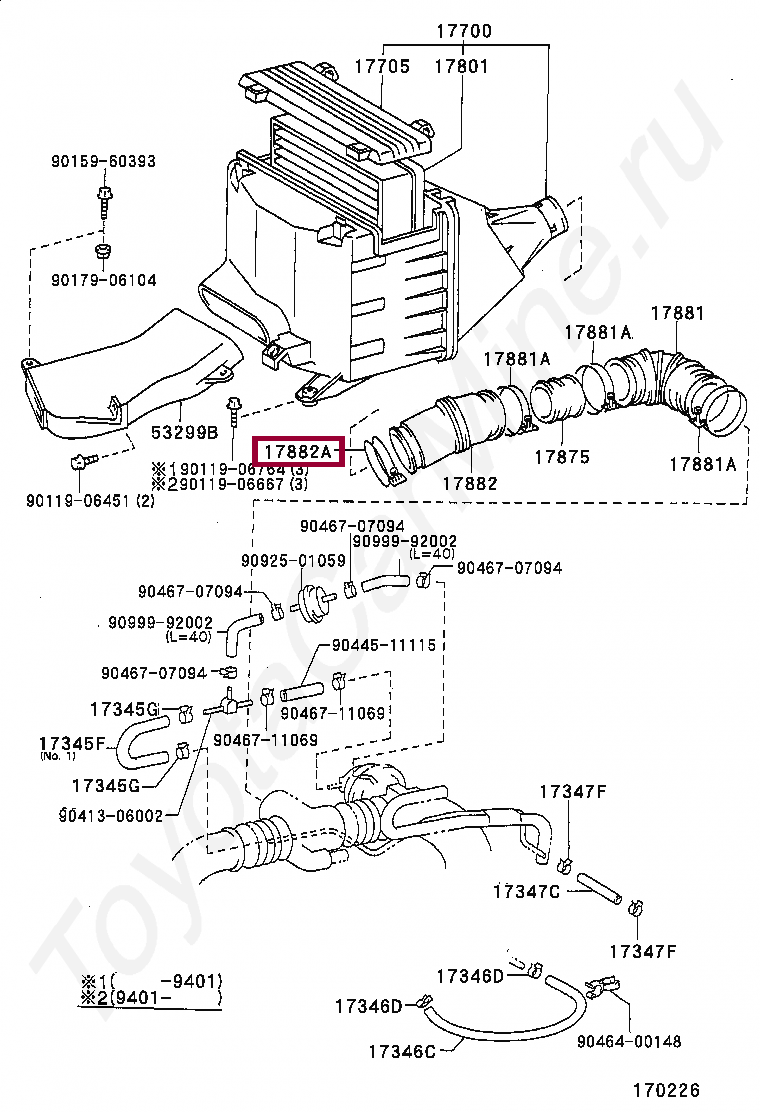 Запчасти Тойота: CLAMP(FOR AIR CLEANER HOSE, NO.2) (9611110880)