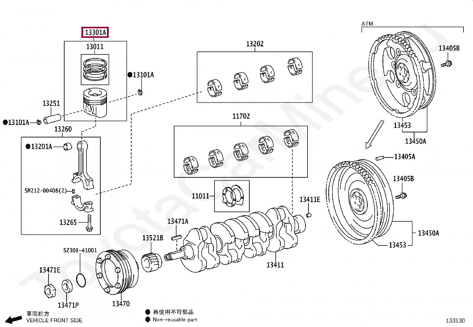 Запчасти Тойота: PISTON SET, W/PISTON RING (S130BE0141)